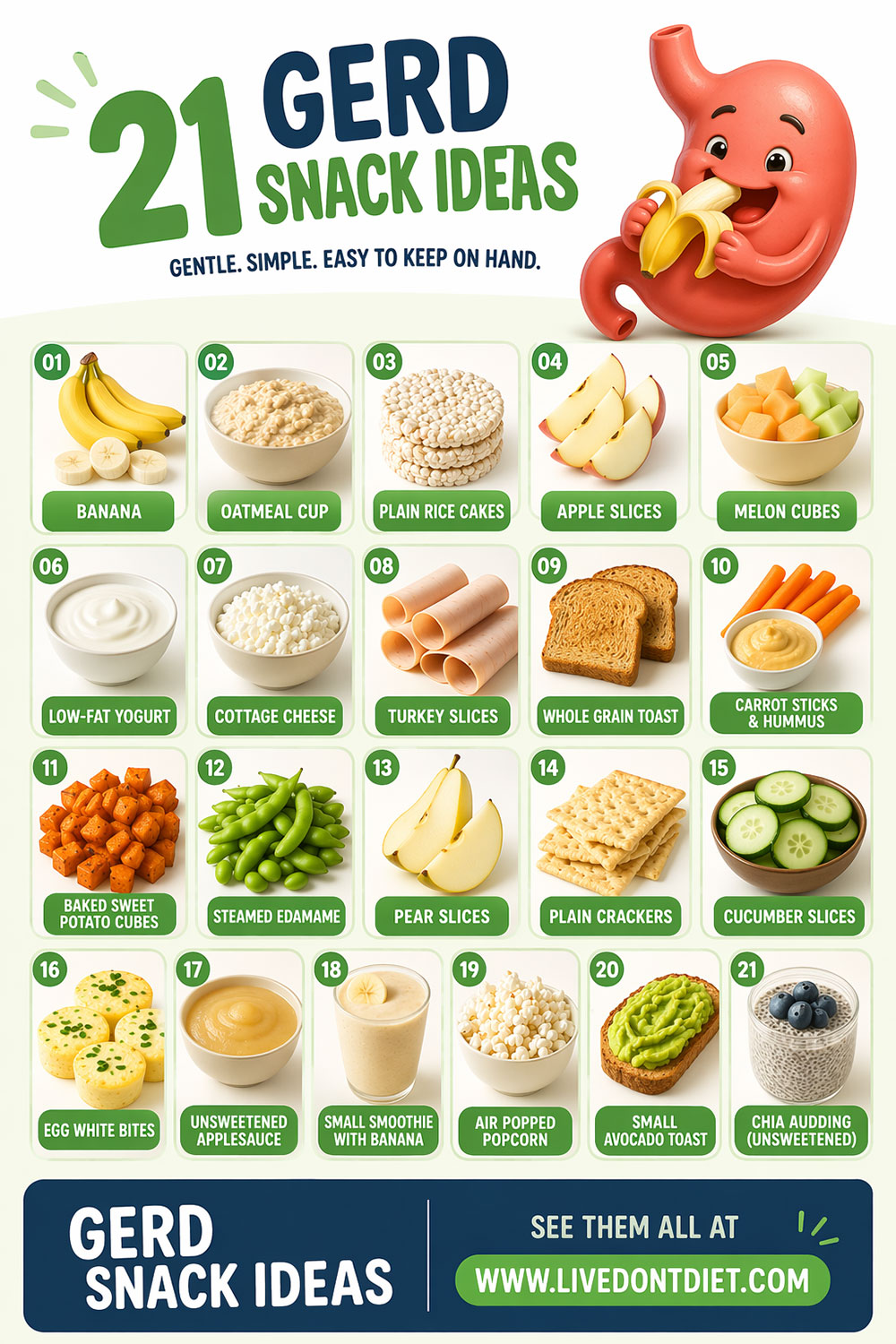 27 Calming GERD Snacks for Acid Reflux (2026) - LiveDontDiet